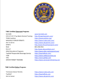 OBTAINING AN ALCOHOL SERVER PERMIT IN TENNESSEE - Legal Libations